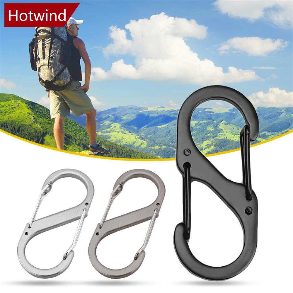 HOTWIND 10pcs S Type Stainless Steel Carabiner With Lock Mini Keychain ...
