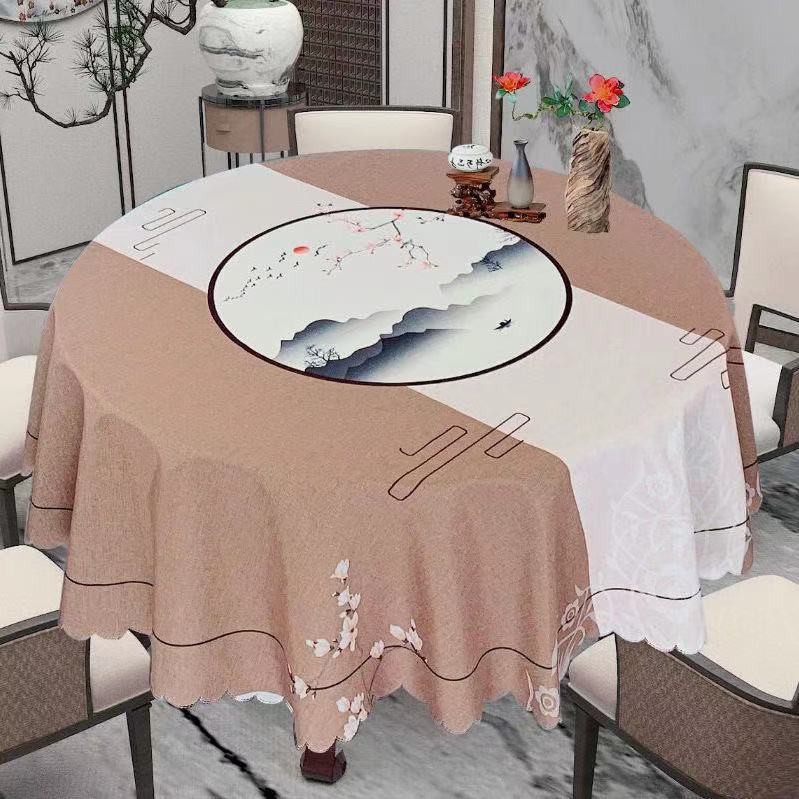 New Chinese Round Table Cloth Fabric Waterproof And Oil-Proof Chinese ...