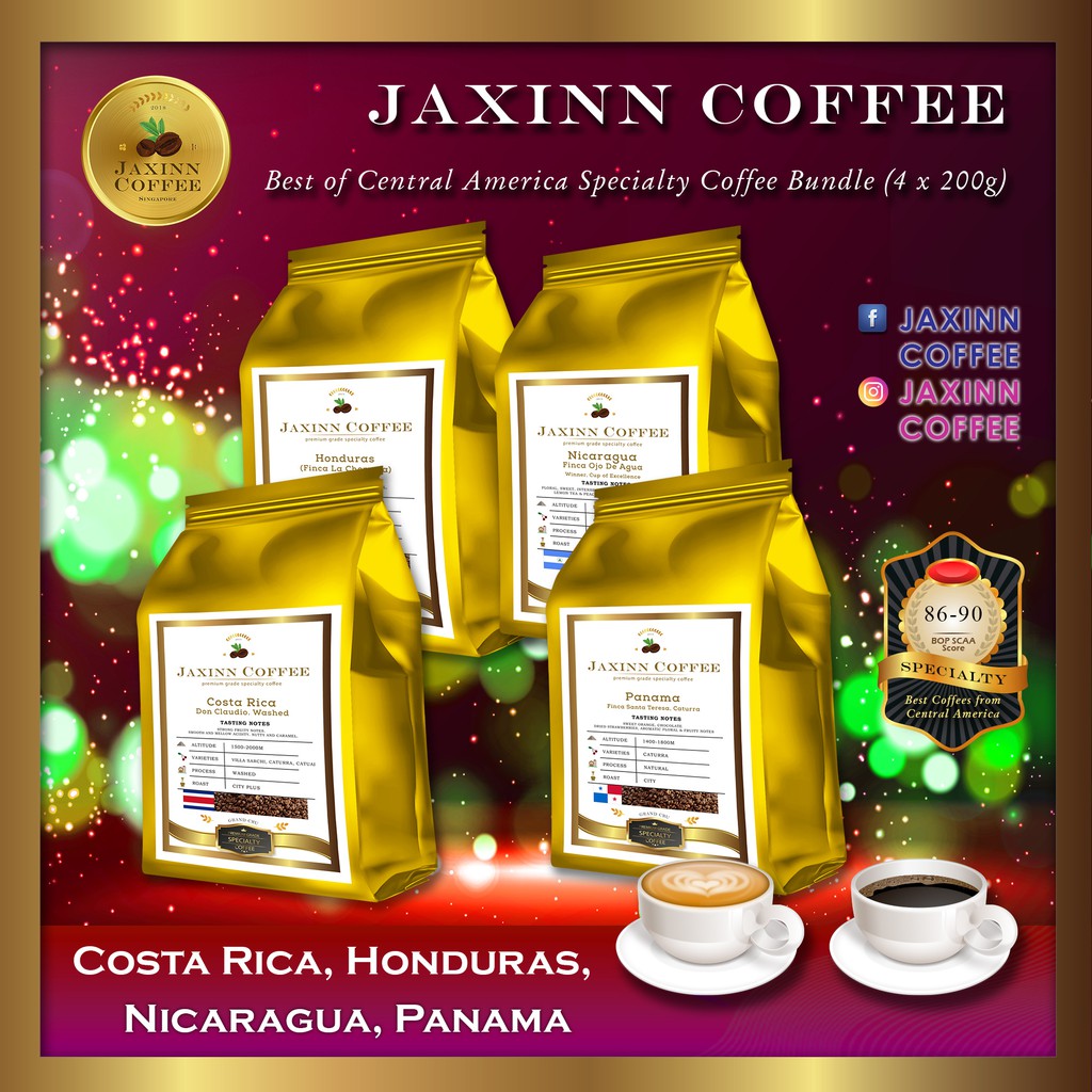 Best of Central America Coffee Beans Bundle 4x200g by Jaxinn Coffee ...