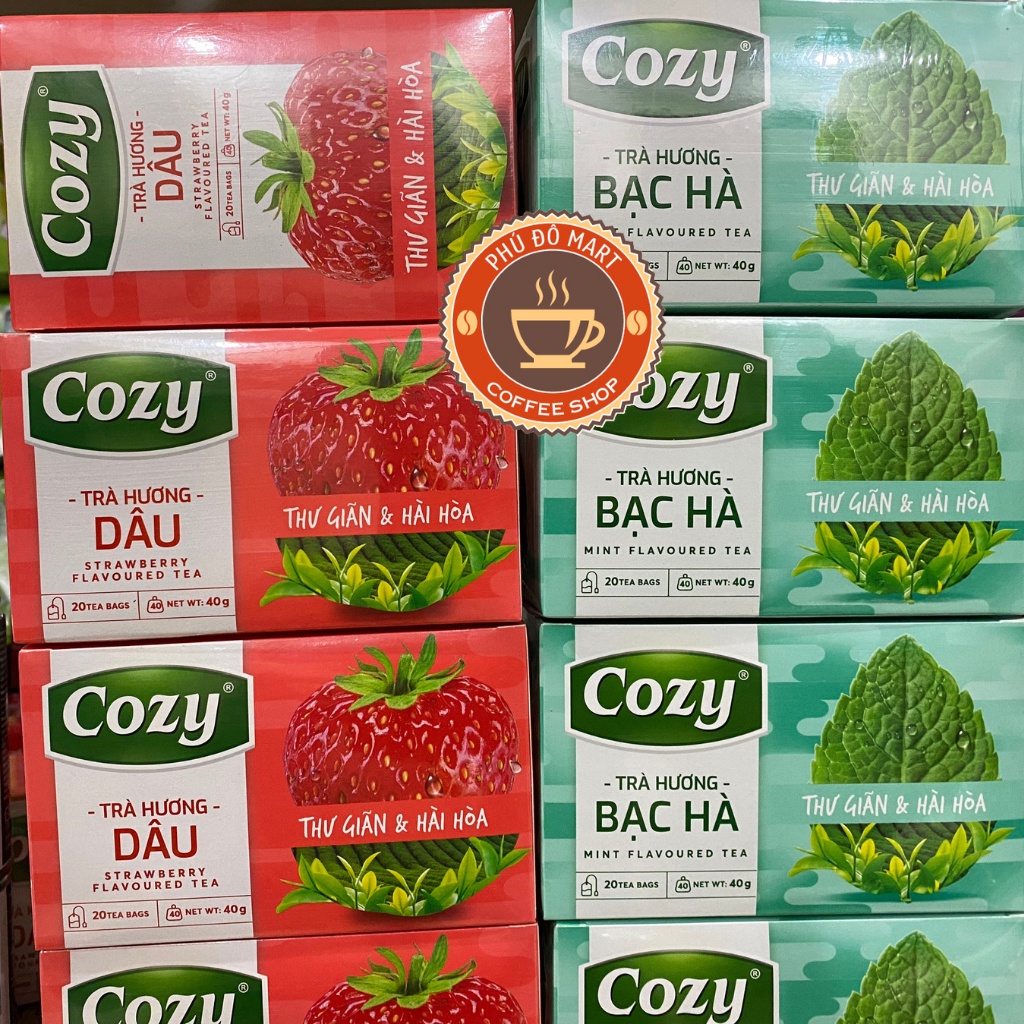 Cozy tea bags with flavors of Strawberry, Peach, Mint, Lotus, Jasmine ...
