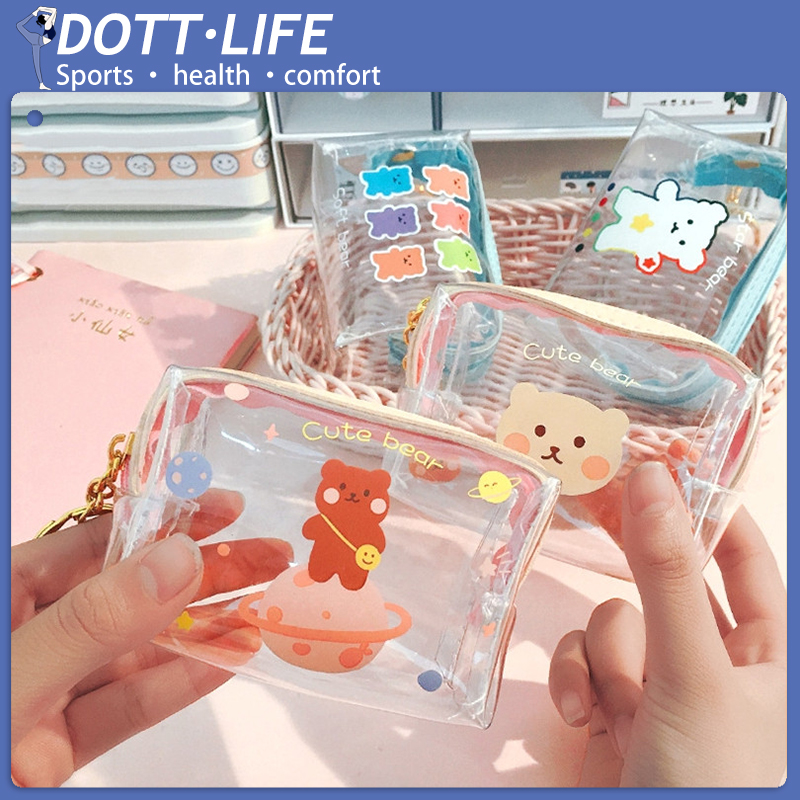 Girl Cartoon Transparent Waterproof Coin Purse Portable Mini Storage ...