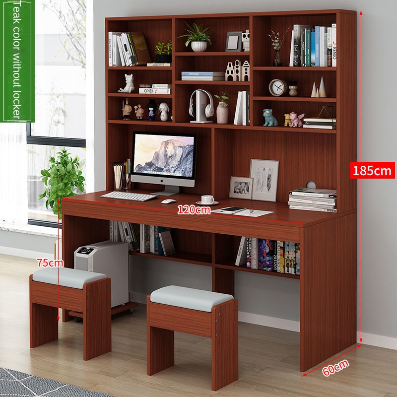 F Computer Desk Bookcase Combination Home Double Simple Office Student ...