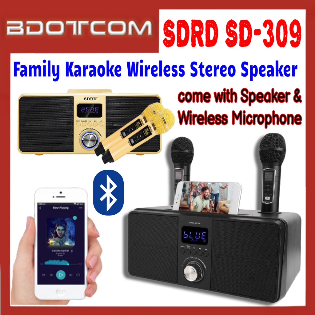 SDRD SD-309 Portable Family Karaoke System Condenser Wireless Stereo ...