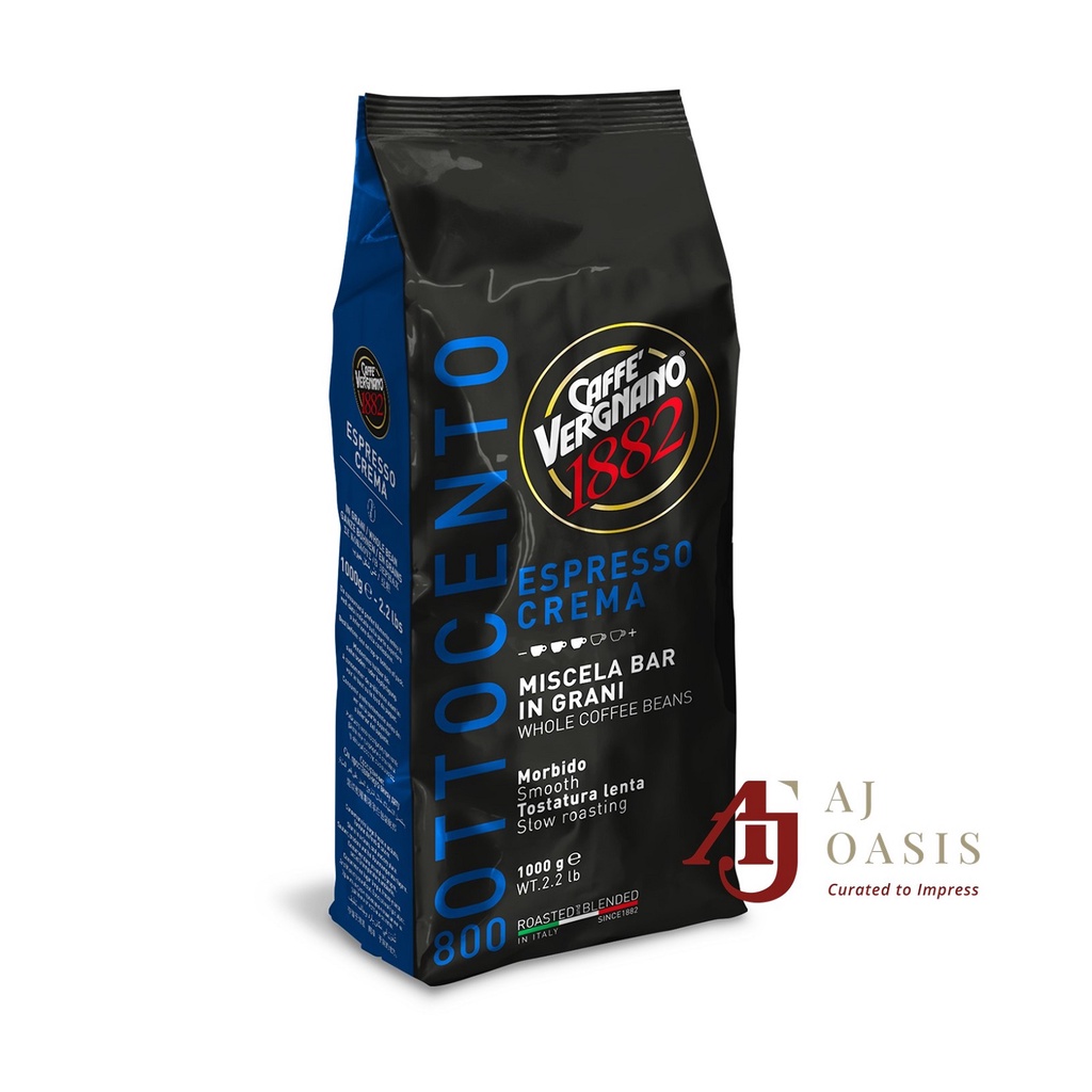 Caffe Vergnano 1882 Espresso Creama Ottocento 800 Whole Coffee Bean ...