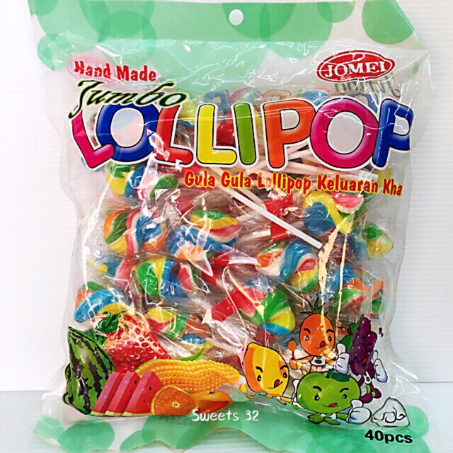 Jumbo Rainbow Fruit Lollipop 40pcs party goodies bag wedding doorgift kahwin kenduri | Shopee ...
