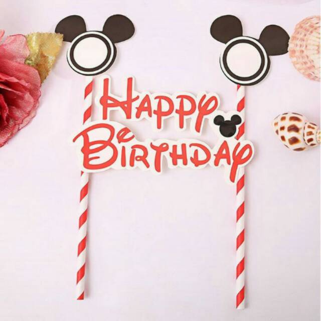 MERAH Red Mickey Mouse Happy Birthday Cake Topper | Shopee Singapore