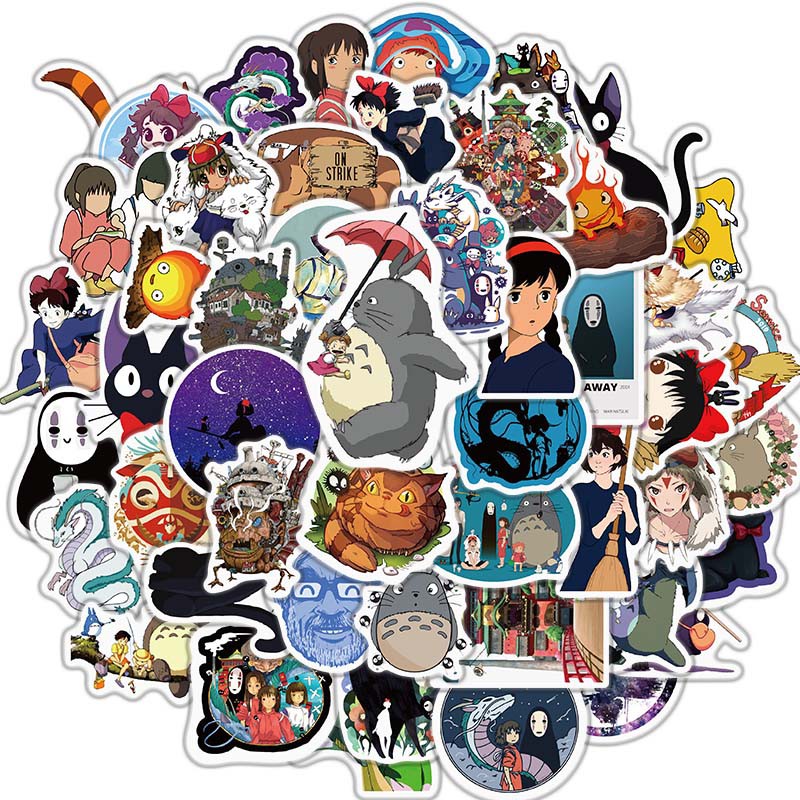50pcs Miyazaki Hayao Anime Collection Stickers Totoro Howl's Moving ...
