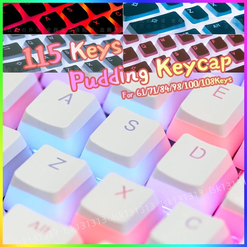115keys PBT Pudding Keycap OEM Profile Transparent Keycaps For RK61 ...