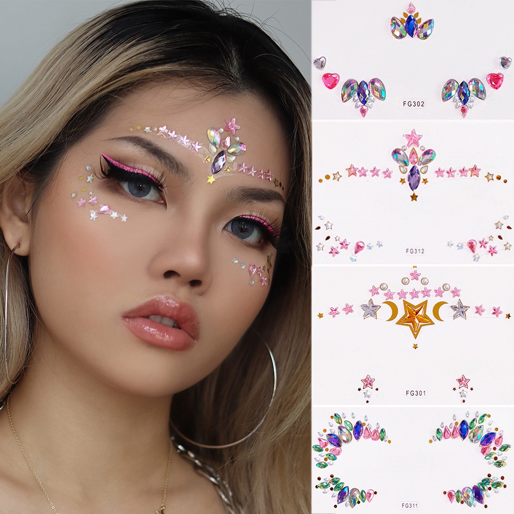 Face Rhinestone Tattoo Sticker European and American Girls Diamond ...