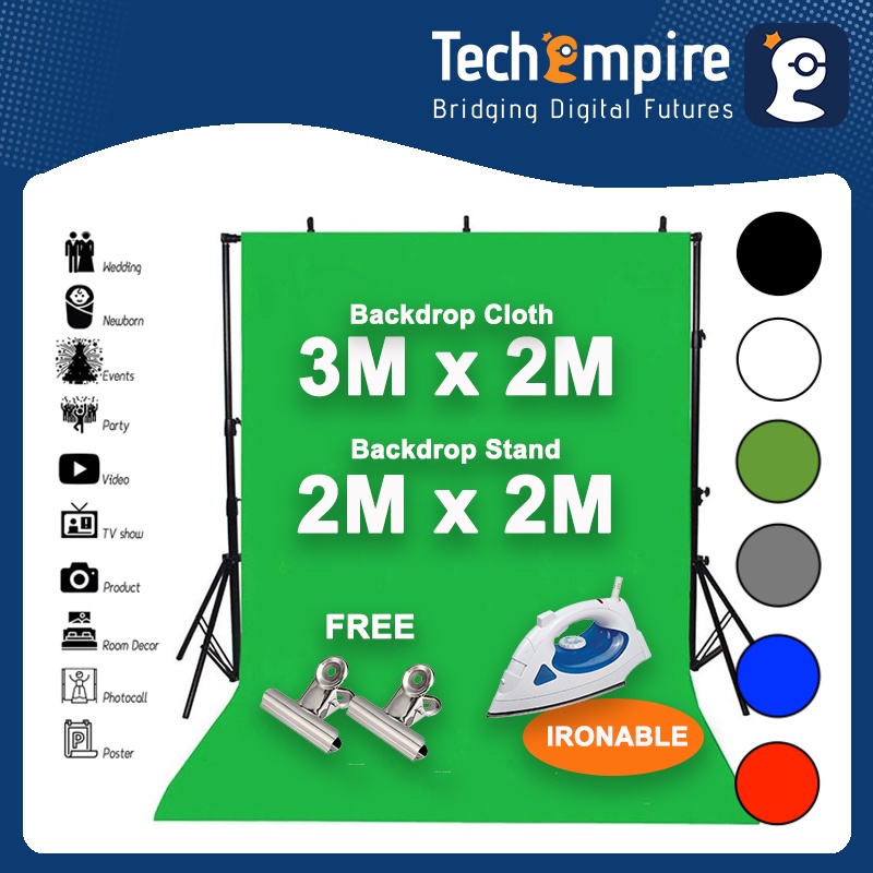 Green Screen Backdrop Muslin Cloth Studio Background Kain Belakang ...