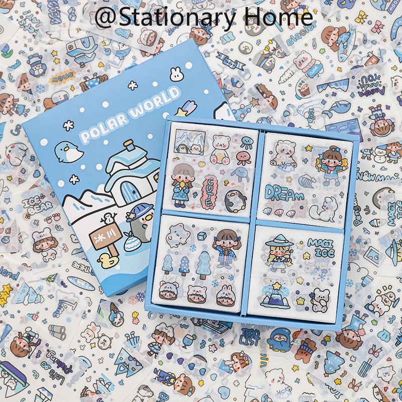100PCS Polar World Sticker Gift Boxed Stickers Cartoon Hand Account DIY ...