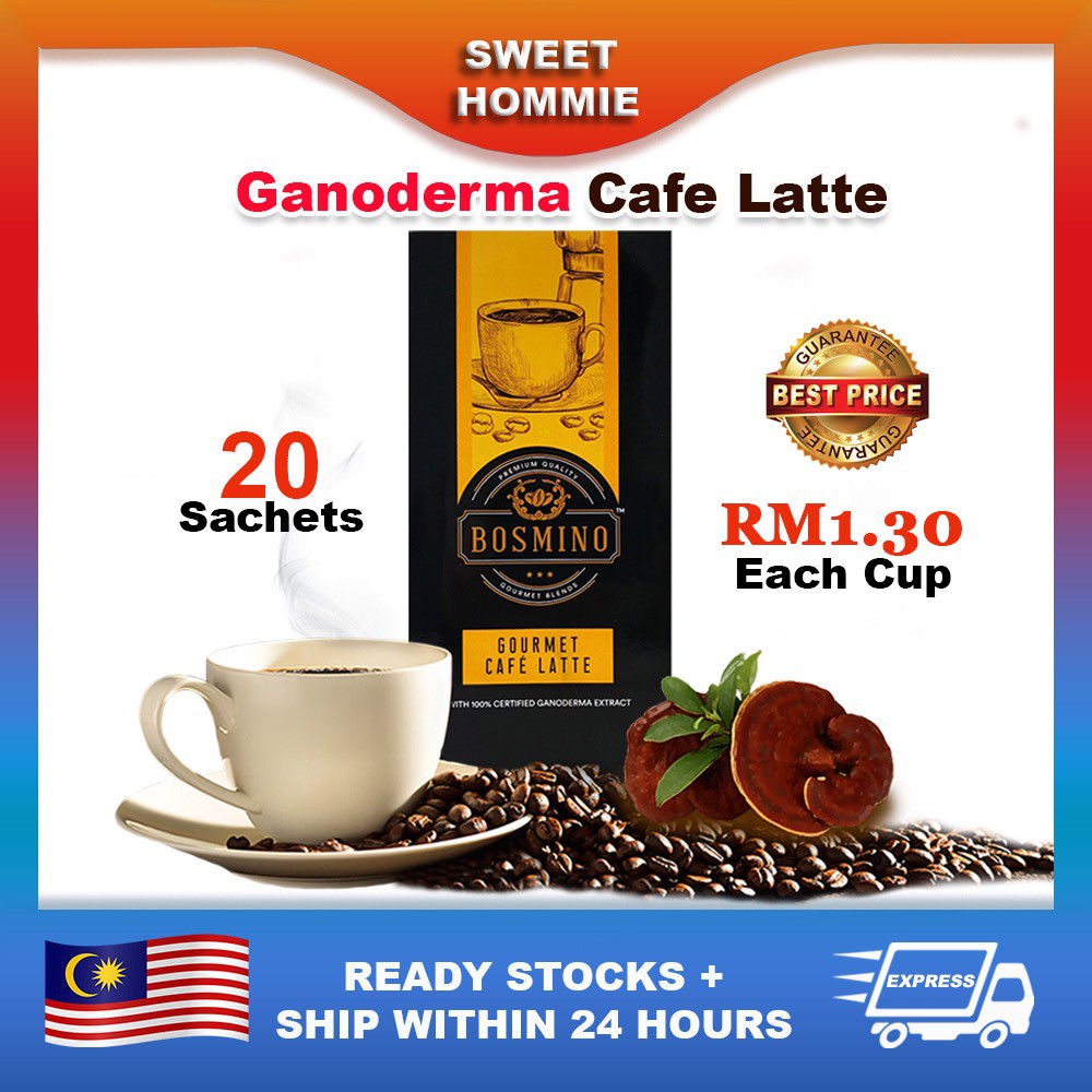 Bosmino 1 Box Cafe Latte Kopi Gano Ganoderma Lingzhi Arabica Instant ...