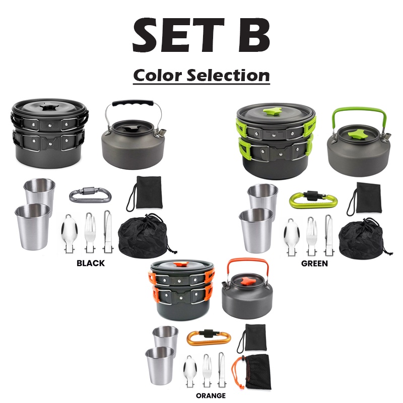 JDEX 4-5 Person Outdoor Camping Cooking Set Camping Cookware Hiking ...