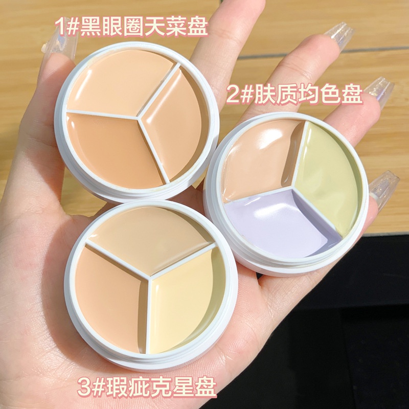 3 Color Concealer Cream Palette Soft Matte Full Coverage Foundation ...