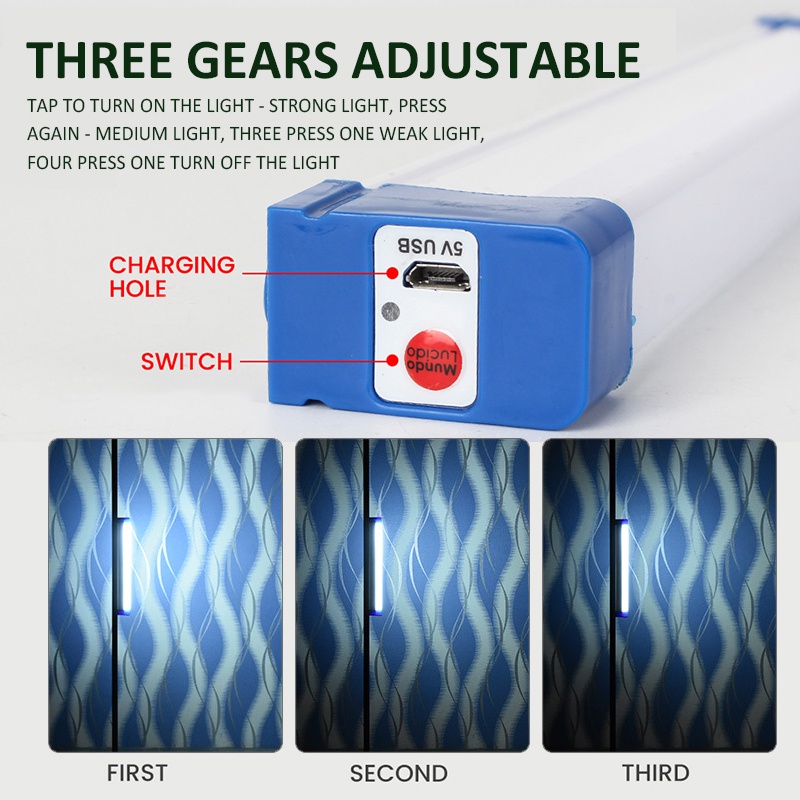 [24H SHIPPED] LED Light Tube 30w/60w/80w Portable USB Rechargeable ...