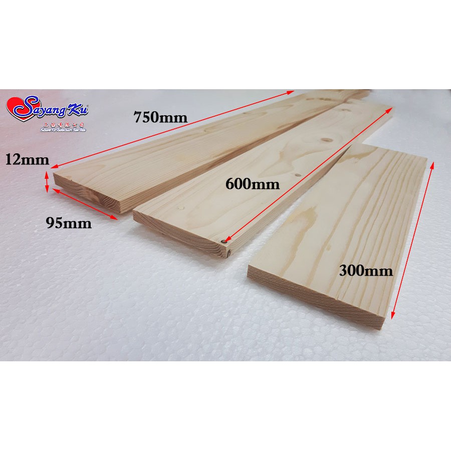 [New Size] 12mm x 95mm [300 / 600 / 750mm] Pine Wood Wooden Panel ...