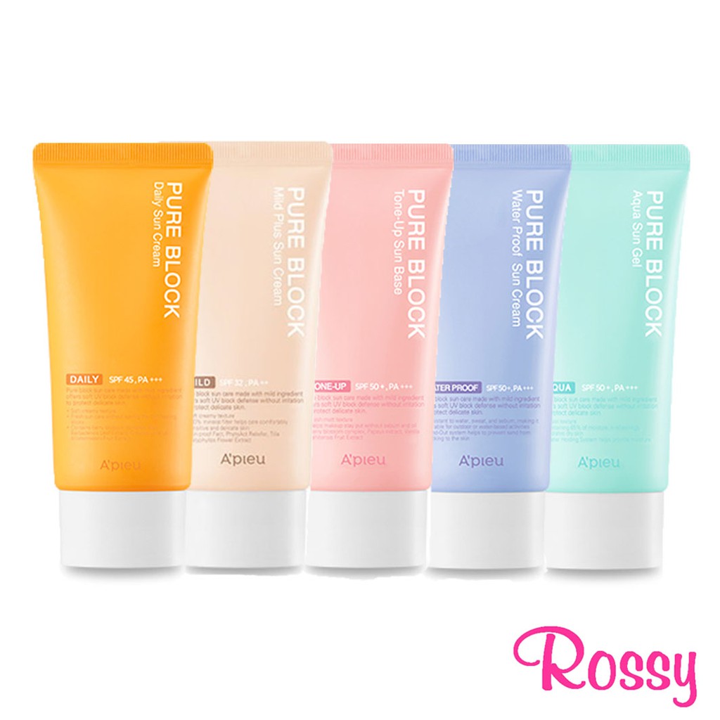 Apieu Pure Block Sun Cream (Daily, Mild, Tone up, Water proof, Aqua ...