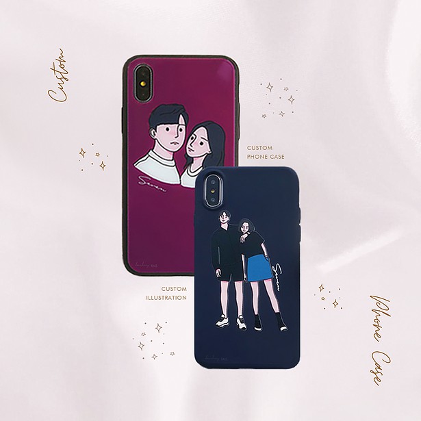 Custom Illustration Couple / Friendship Phone Case & Airpods (Valentine ...