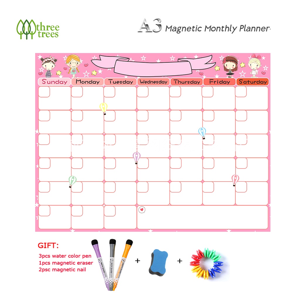 A3 Size Magnetic Weekly & Monthly Planner Whiteboard Fridge Magnetic ...
