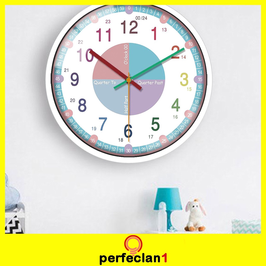 [PERFECLAN1] 12 inch Kids Silent Clock Time Teacher Wall Clock Easy To ...
