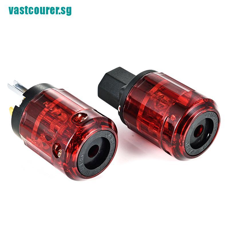va♪1Pair New Gold Plated IEC US Power Plug For Audio HIFI DIY Mains ...