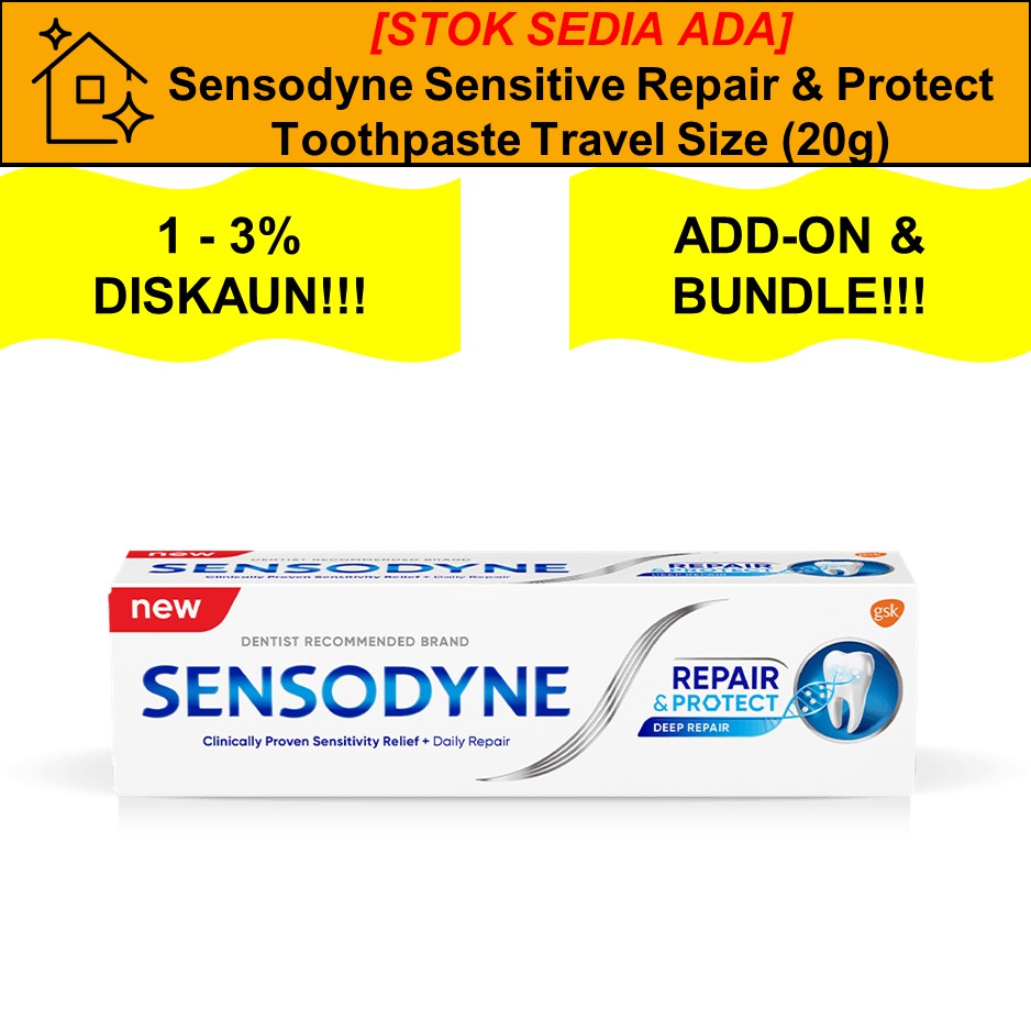 Sensodyne Sensitive Repair & Protect Deep Clean Toothpaste Travel Size ...