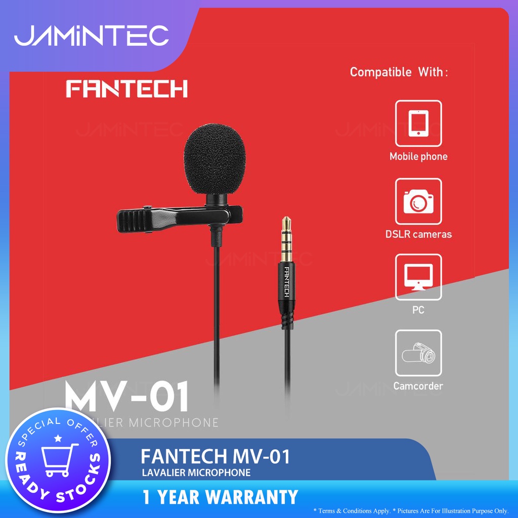 FANTECH MV-01 Lavalier Microphone / Clip-On Mic 3.5MM MV01 TRRS ...