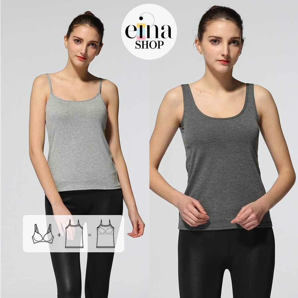 Einashop x Modal Bra Padded Basic Singlet / Camisole Mix and Match SG ...