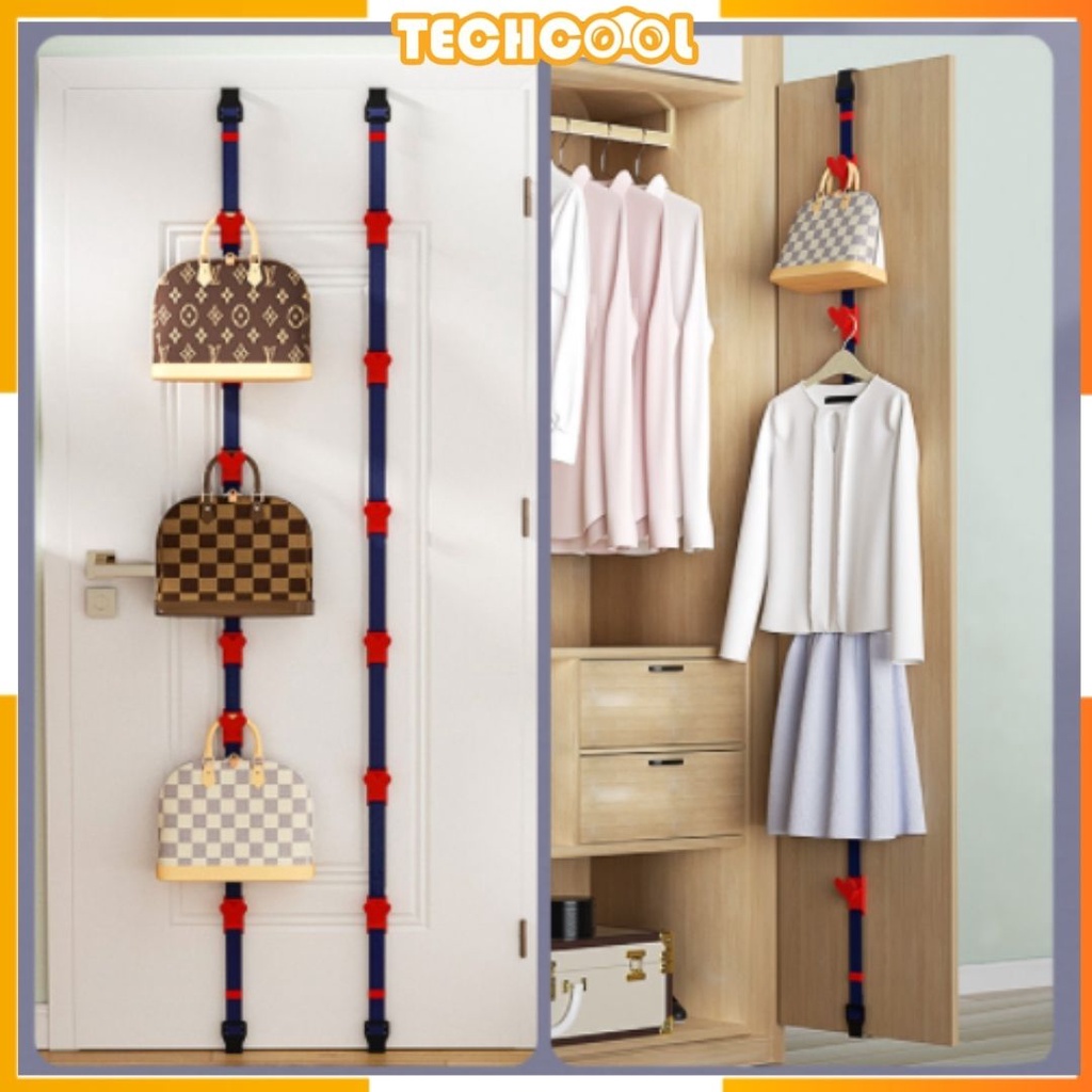 Adjustable Back Door Straps Hanger Hat Bag Coat Clothes Rack Hooks ...