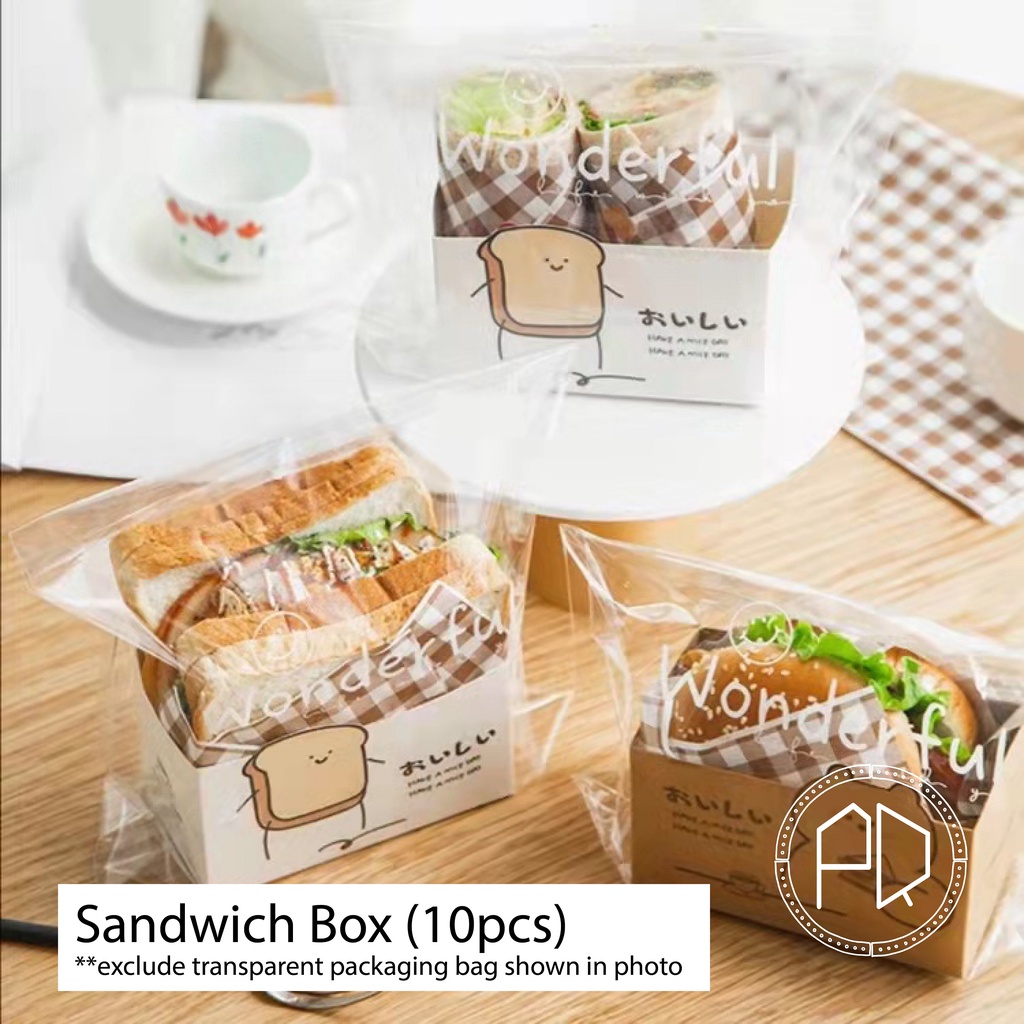 [10pcs] Sandwich Box Egg Drop Toast Packaging Paper Box Korean ...