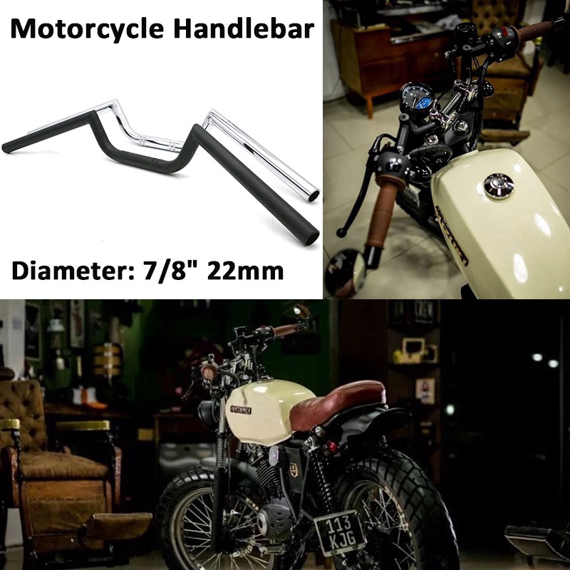 Universal Fit Cafe Racer Cruiser Bobber Tracker Motorcycle Handlebar ...
