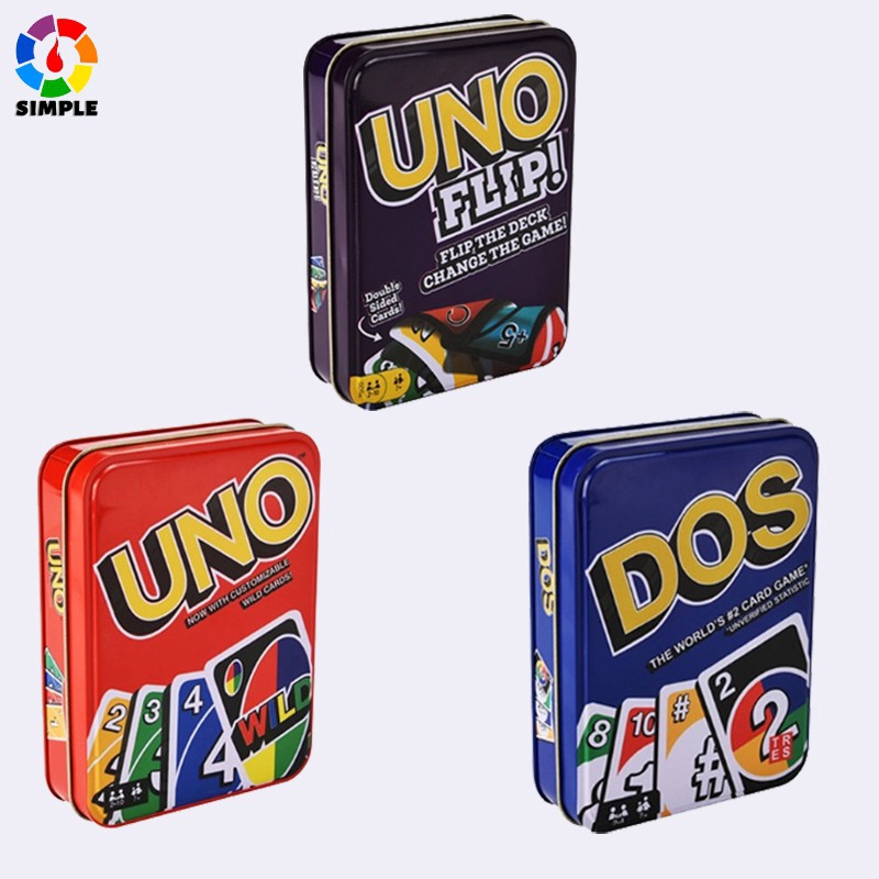 UNO Wild / UNO Flip / DOS Iron Box Game Classic | Shopee Singapore