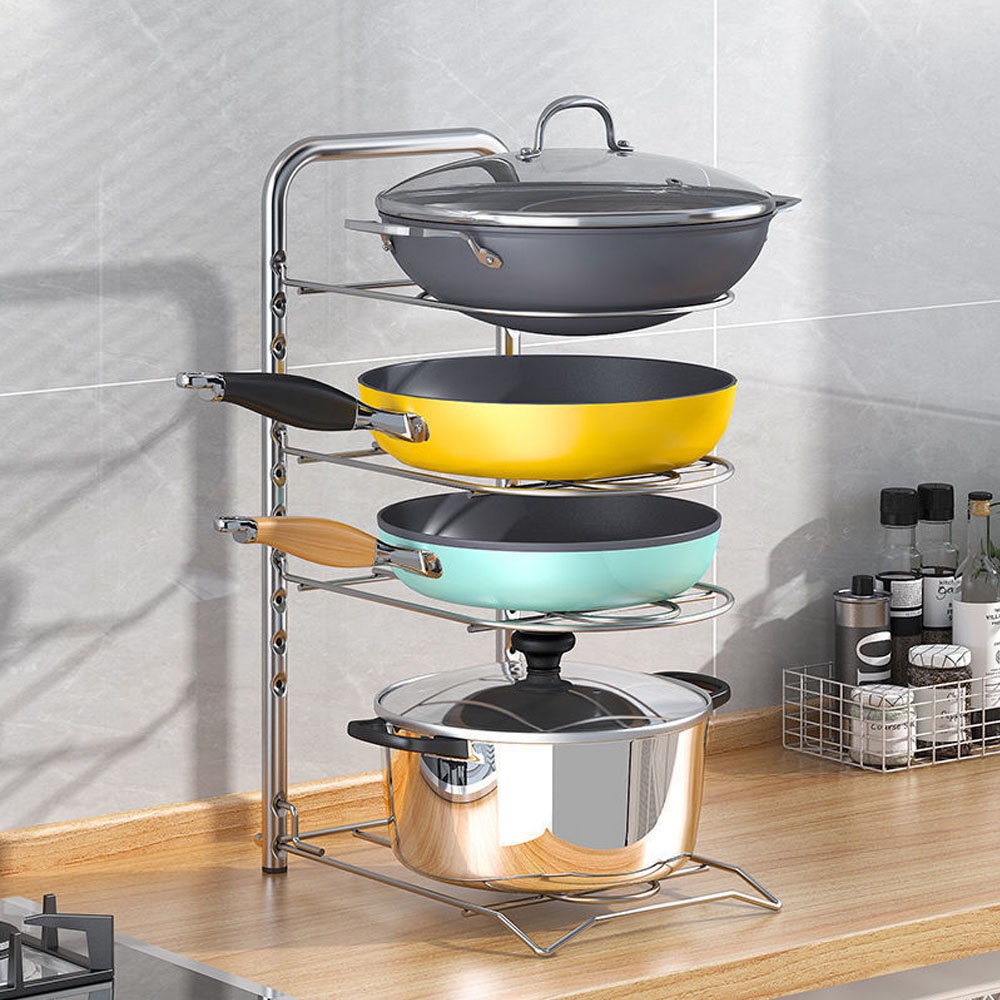 【SG】Kitchen Pot Rack Adjustable 304 Stainless Steel Pan Rack Cabinet ...