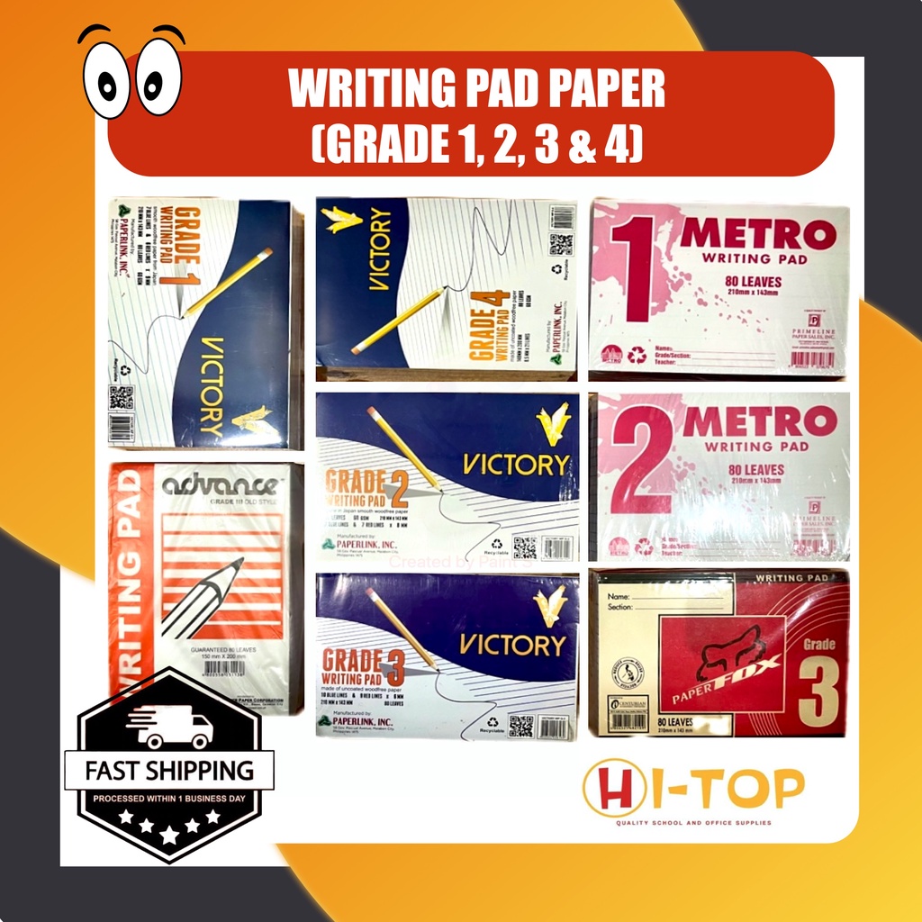 Victory and Ordinary Writing Pad 80Lvs Grade 1,2,3,4 l Sold per Ream(10 ...