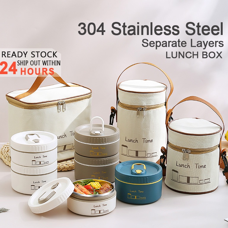 304-Grade Stainless Steel Food Storage Box Portable Separate Lunch Box ...