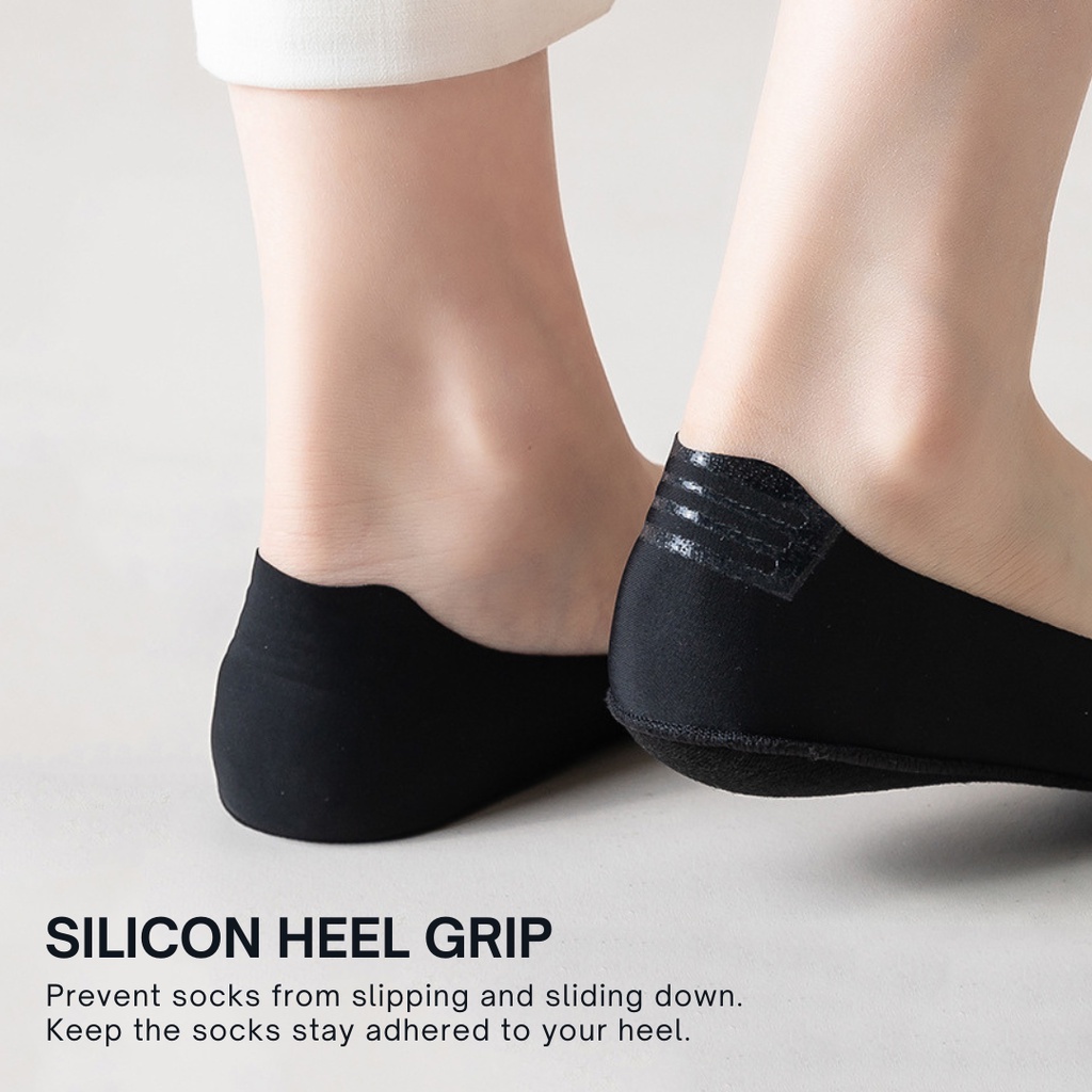 mixshop Ice Silk Socks, Non-slip Seamless Invisible Boat Socks [SG ...