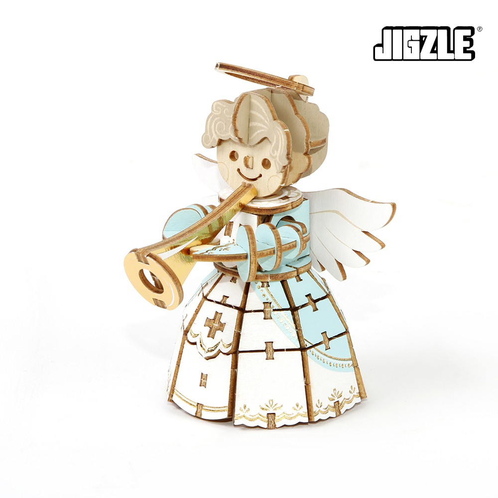 Jigzle Seasonal Christmas Angel 3D Wooden Puzzle. Office and Christmas ...