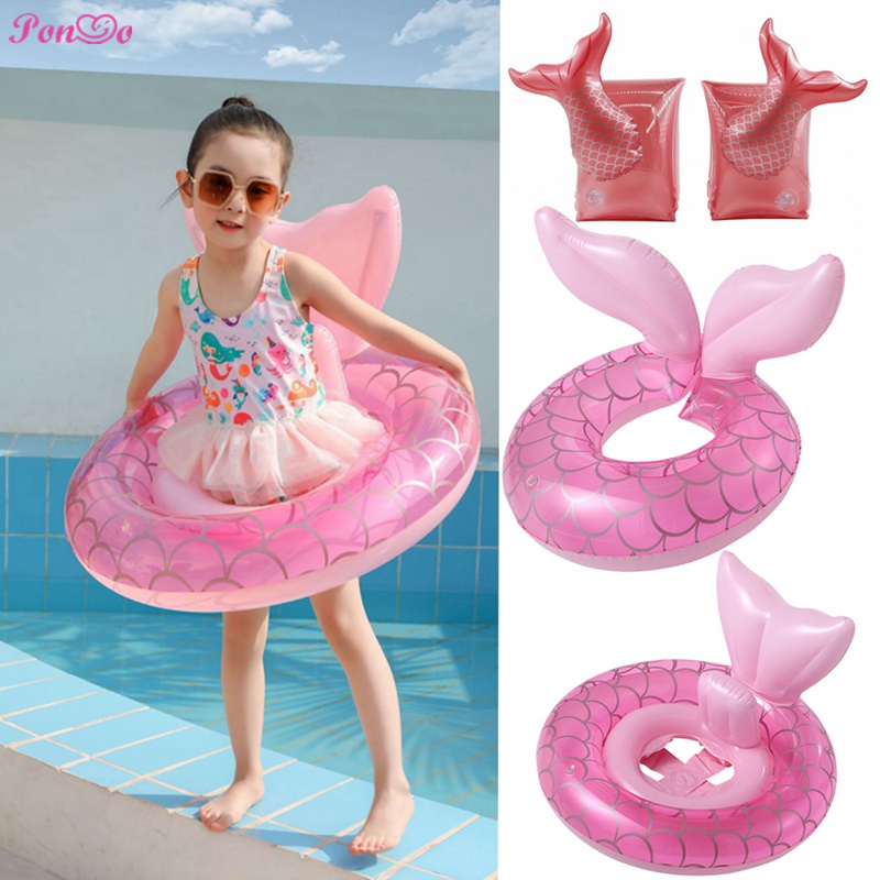 0-8Yrs Baby Swimming Ring for Kids Mermaid Tail Floaters Water ...