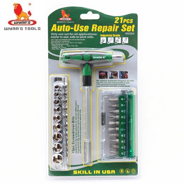 WYNNS 21pcs T-Handle Bit & Sockets set Multi bits Hex socket wrench ...