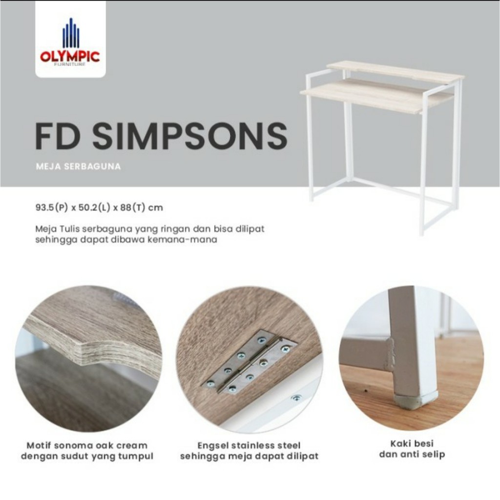 Fd Simpsons Office Desk / Study Desk / Folding Table OLYMPIC | Shopee ...