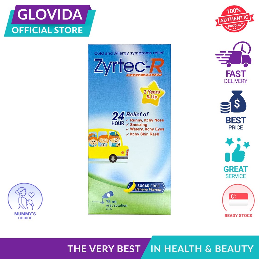 Zyrtec-R Banana Flavour Oral Solution 75ml | Exp: Dec-2026 | Glovida ...