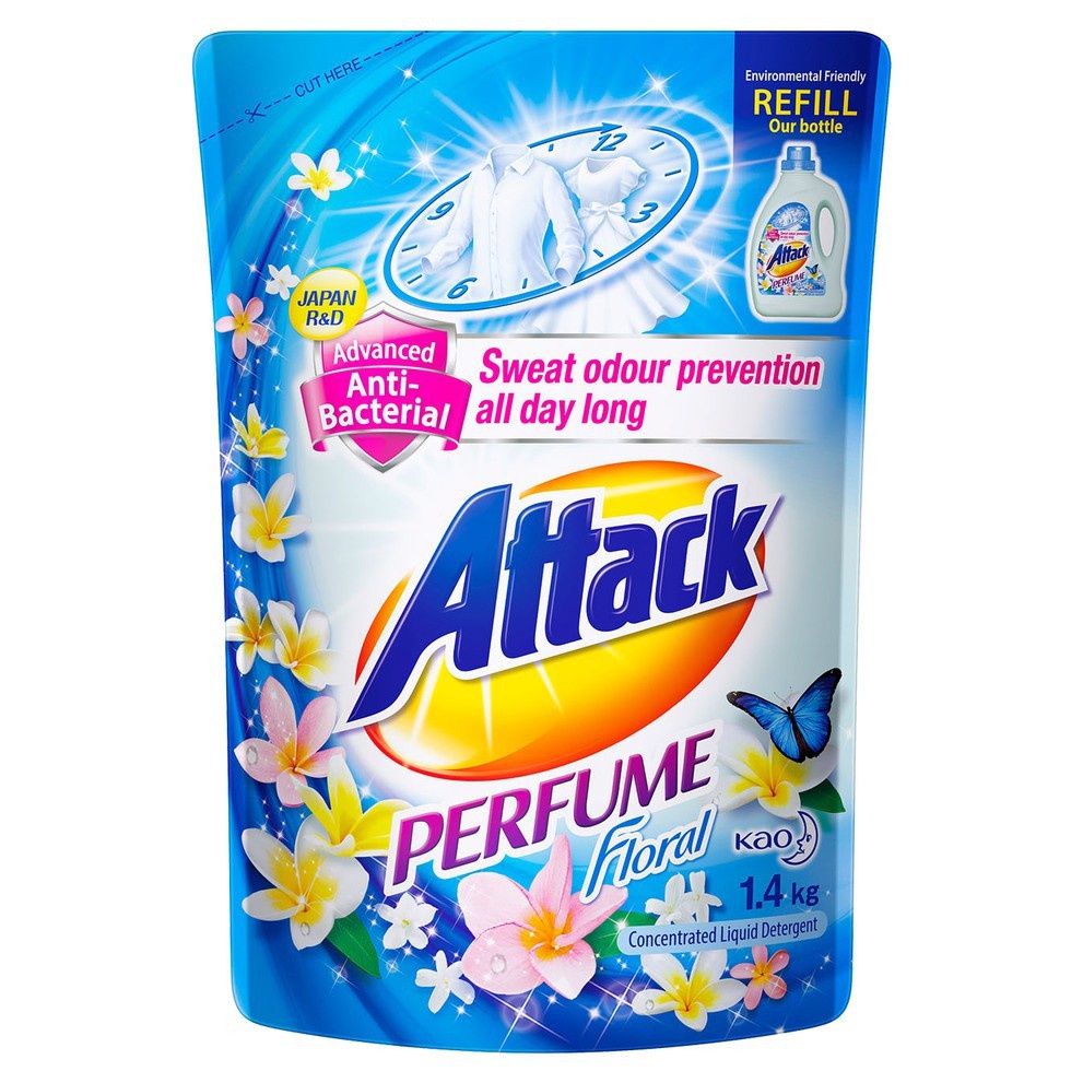 Attack Detergent Liquid Perfume Floral Refill (1.4kg) | Shopee Singapore