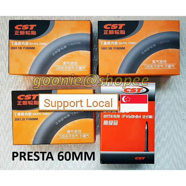 CST 60mm Valve FV Inner Tube Presta for 16 20 22 inch Etrto Size 349 ...