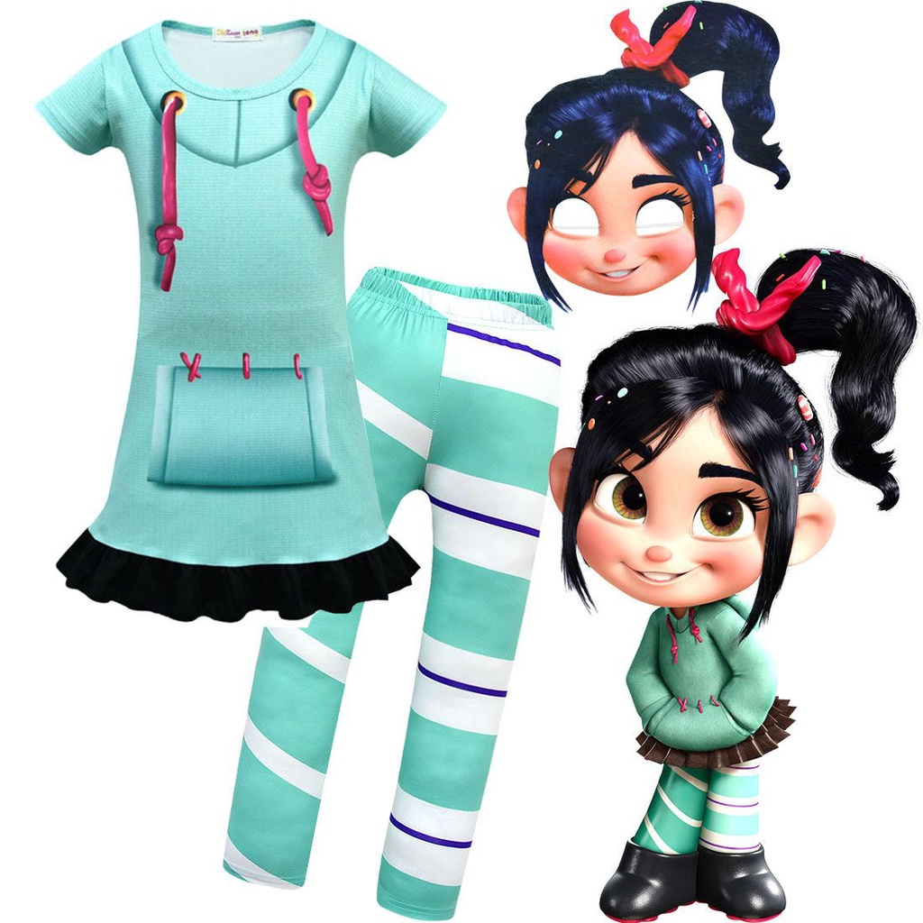 Ralph Girls Wreck-it 2 Vanellope Von Schweetz Colorful Skirt And ...