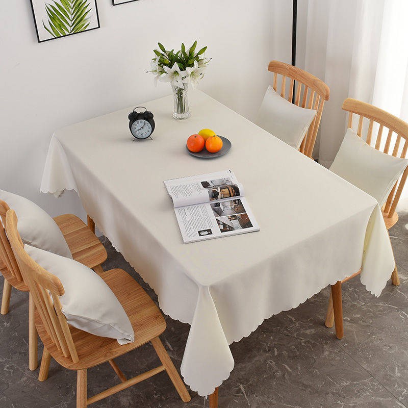 Home simple solid color tablecloth for 4/6/8 seats ins fabric banquet ...