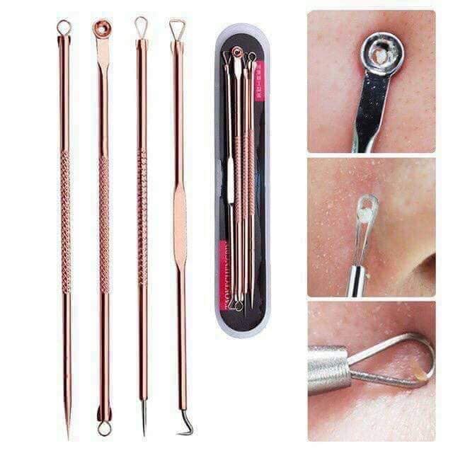 Pimple removal tool set (4 pieces - 8 heads) | Shopee Singapore