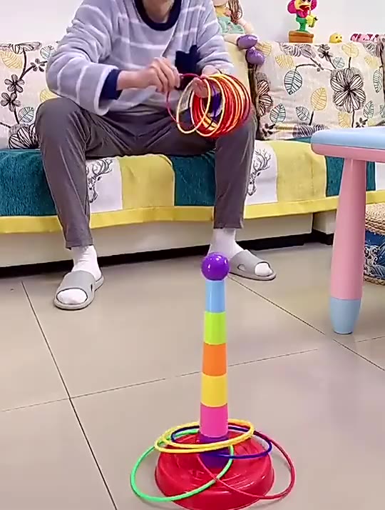 1 Tower 12 Circles Throw Circle Toy Throwing Ring Game Children ...