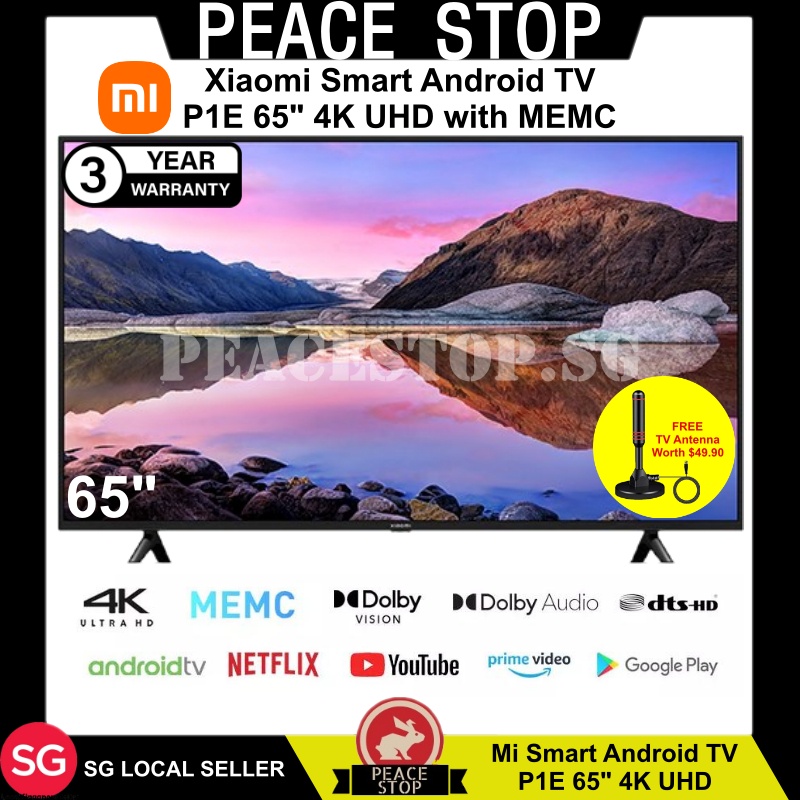 Xiaomi Mi TV P1E 65 Android TV 4K UHD DCI-P3 78% color gamut MCME Google Playstore Inbuilt ...