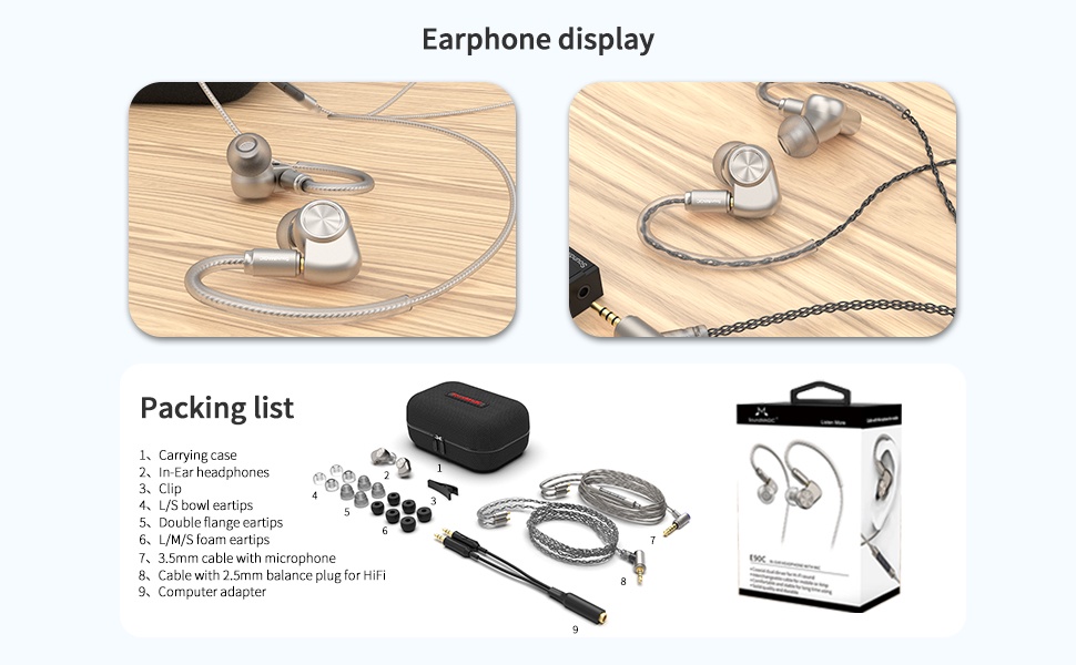 SoundMAGIC E90C Wired Earphones with Microphone Coaxial Dual Driver in ...