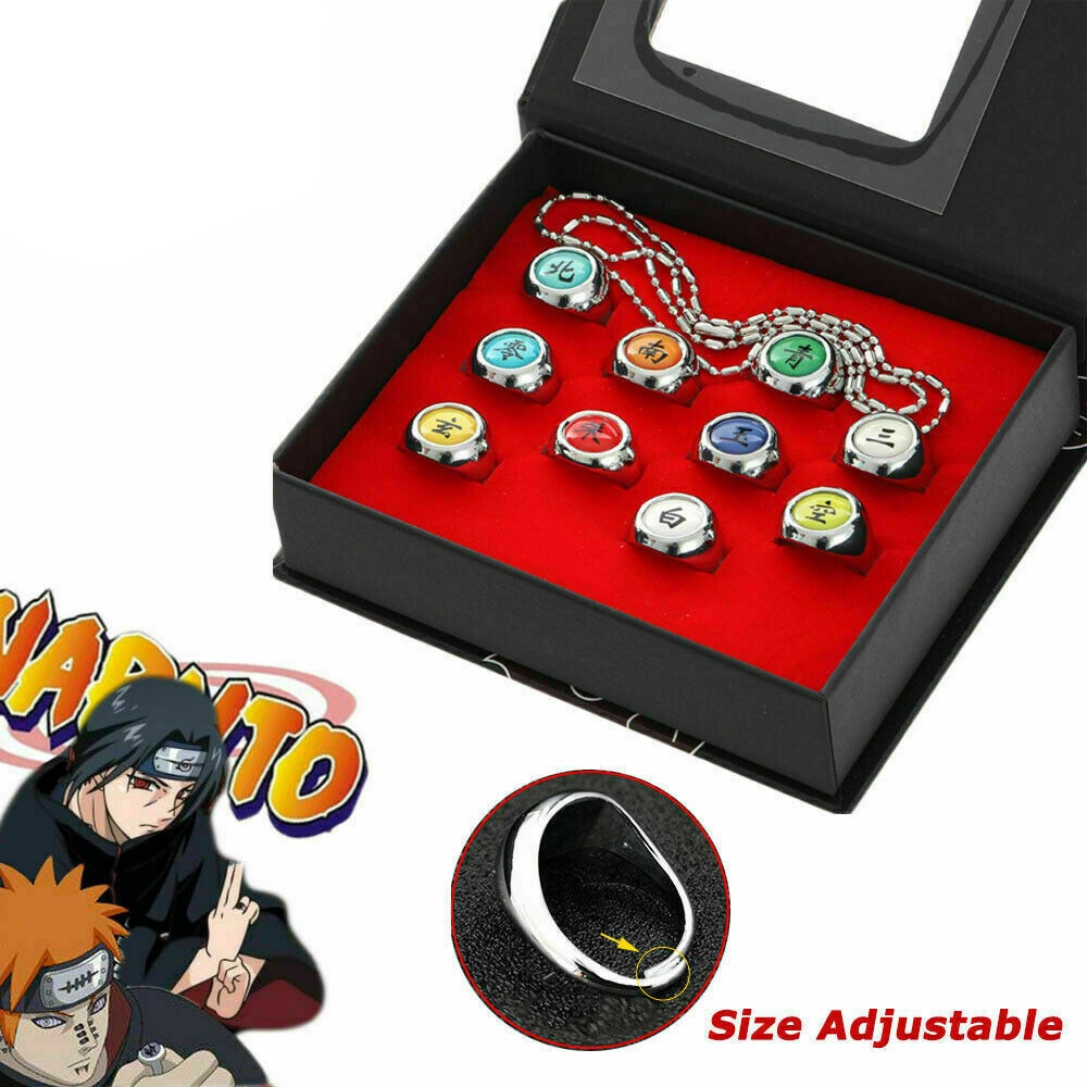 10 Syles Anime Naruto Akatsuki Cosplay Rings Sharingan Ring Sasori ...